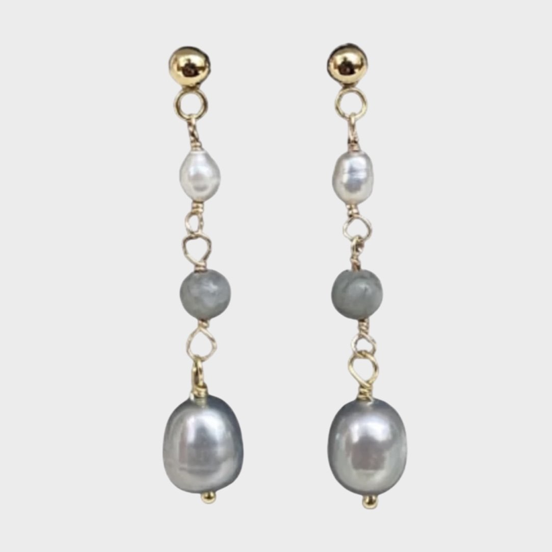 Ava - Perler - Grå - Øreringe - Golder